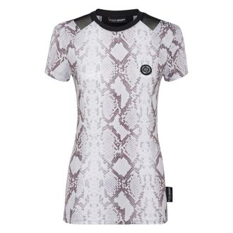 Plein Sport Femme, Tops, Gris, Taille: 40 FR T-Shirt Col Rond Python
