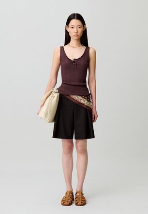 Claudie Pierlot Pointelle-Stricktop mit Volant