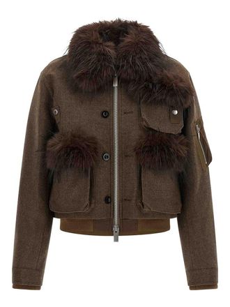 sacai Manteau Court - Marron