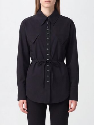 Pinko Chemise &agrave; manches longues en m&eacute;lange de coton et lyocell avec ceinture &agrave; nouer