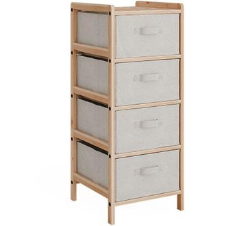 Vicco Armoire de salle de bain Bruno, Beige, 34.5 x 86 cm avec 4 tiroirs en tissu
