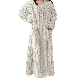 Generic Nuisettes dintérieur en Velours Corail, Robe en Flanelle, Nuisettes pour Femme (White,S)