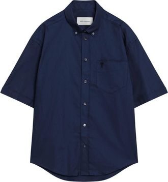 Ami Homme, Chemises, Bleu, Taille: XL Chemise &agrave; Manches Courtes Boutonn&eacute;e