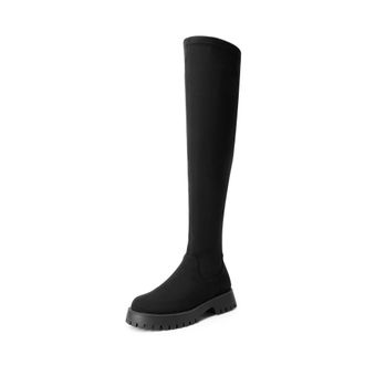 Dream Pairs Damen Klassische rutschfeste Overknee-Stiefel mit seitlichem Reißverschluss,Size 38,Schwarz-Wildleder,SDOB2408W