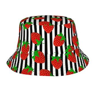 Generic Funky Chapeau Bob Fraise rayée Chapeaux de Soleil de Plage Mode Bobs Homme pour Vacances Voyage Camping