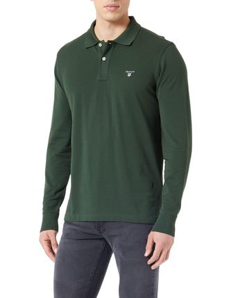 GANT Herren ORIGINAL Pique LS Rugger Polohemd, Storm Green, M