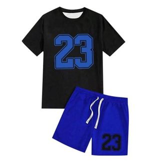Generico Survêtement dété pour homme 2 pièces avec t-shirt à manches courtes et short, bleu, XXXL