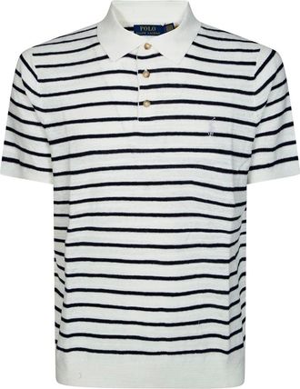 Polo Ralph Lauren Homme, Tops, Blanc, Taille: L Maglia Polo Righe