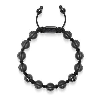 Nialaya Homme, Accessoires, Noir, Taille: 2XL Mens Beaded Bracelet with Matte Black & Glossy Black Ceramic Beads