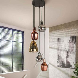 M&S Collection M&s - Suspension 5 lampes en verre doré, cuivrée et chromé - tahoe