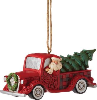 Enesco Jim Shore Heartwood Creek Highland Santa Plaid Red Truck Hängeornament, 5,4 cm, mehrfarbig