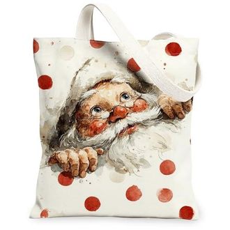 Generic Sac fourre-tout fantaisie en toile, motif &agrave; pois amusants, sacs de courses r&eacute;utilisables, charmants vacances, l&eacute;gers et lavables, blanc, 13x15 Inch