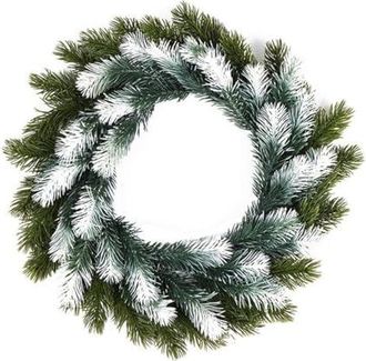 Generic Couronne verte artificielle ronde pour d&eacute;coration de porte dentr&eacute;e, mat&eacute;riau en PVC r&eacute;sistant &agrave; la perte et au maintien de la forme (37 cm)