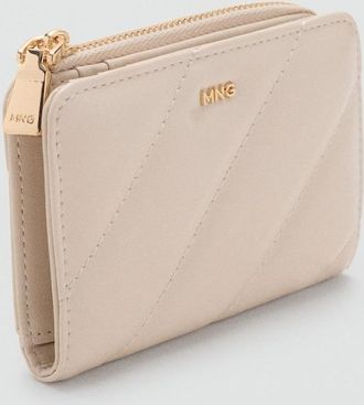 Mango Kleine gesteppte Brieftasche cremeweiß - Damen - Einheitsgröße - MANGO