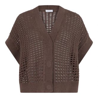 PESERICO Feinstrick-Cardigan mit Spitze - - Knitwear - Damen - Braun - XL