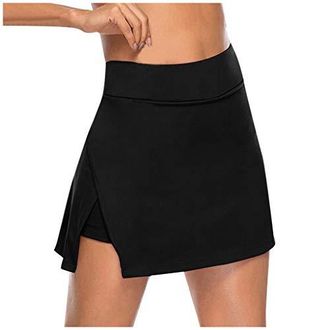 Generic Jupe Short de Tennis pour Femme, Femme 2 en 1 Jupe de Golf Tennis Mini Skorts Skirt Legging Ventre Plat Jupette de Bain Couleur Uni/Imprimé avec Culot