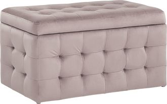 Beliani Hocker mit Stauraum Deckel Samt rosa Bettbank Truhe Fu&szlig;hocker Modern Michigan