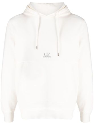 C.P. Company Hoodie mit Logo-Stickerei - Weiß