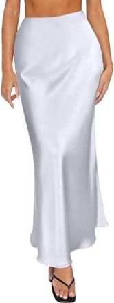 Generic Figurine N Roll Satin avec tour de taille Jupe en tricot Noir, argent&eacute;, XL