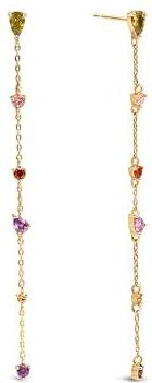 Singularu Boucles doreilles Drop Glam. Laiton avec Plaqué Or 18Kt. Longues avec Zirconias. Fermoir Silicone. Bijoux pour Femme