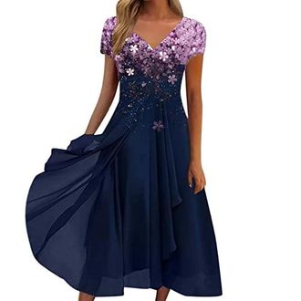 Generic Robe Tulle Femme Sexy Paillette D&eacute;grad&eacute;s Chic et Elegant Manches Courtes Brillante- &agrave; Sequins Plus-Size de Mode Mi-Longue Chic pour de Soir&eacute;e Fete Cer