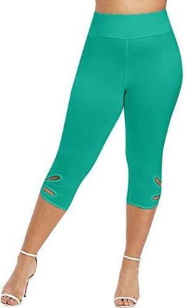 Generic Legging de sport pour femme - Taille plus creux - &Eacute;lastique - Taille tendance - Pantalon de yoga d&eacute;contract&eacute;, Vert, 4XL