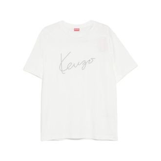 Kenzo Signature T-Shirt mit Stickerei - - Tops - Herren - Wei&szlig; - M