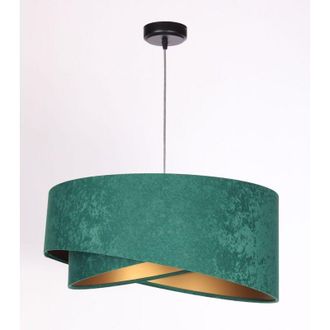Licht-Erlebnisse Lampe suspendue tissu E27 ronde D : 50 cm H : max 102 cm en noir vert bouteille or moderne