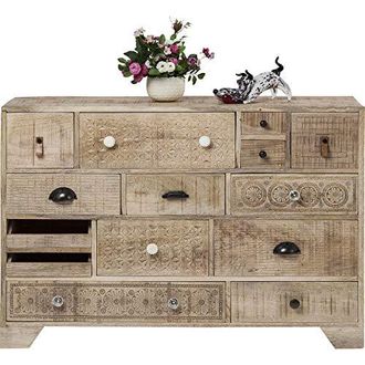Kare Design Design Kommode Puro 14 Sch&uuml;be, schmales, modernes Sideboard, Kommodenschrank, beige, (H/B/T) 80x114x35cm