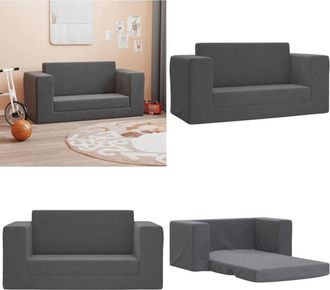vidaXL Vidaxl - Canap&eacute;-lit pour enfants 2 places anthracite peluche douce - Canap&eacute; Enfant - Lit Enfant Pliable - Canap&eacute; Convertible Enfant - Mobilier B&eacute;b&eacute;