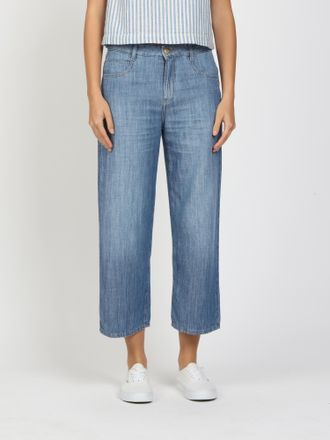 Gang Weite Jeans GANG 94CAROL CULOTTE, Damen, Gr. 28, N-Gr, blau (midblau washed), Denim/Jeans, Obermaterial: 100% Baumwolle, weit kn&ouml;chelfrei, Jeans, Ligh