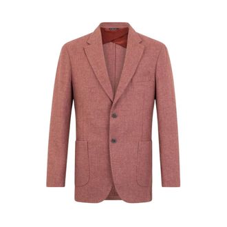 Brooks Brothers Homme, Vestes, Rouge, Taille: 2XL Herringbone Wool Blend Blazer