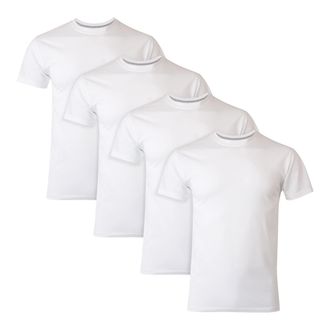 Hanes Ultimate Herren Ultimate Tagless Slim Fit Crew Unterhemd, 4er-Pack, mehrere Farben (komplett schwarz, komplett weiß), 4 Stück in Weiß, Groß