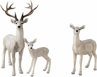 Loberon Hirsch mit REH und Kitz Olsen, von Hand bemalt und veredelt, naturnahe Skulptur, Weihnachtsfiguren, Weihnachtsdekoration, Weihnachten, Polyresin, anti