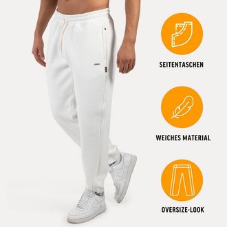 Smilodox Jogginghose Cedrik, Oversize Sweathose mit Taschen, Kordelzug am Bund, Metalllabel weiches Material Bequeme Freizeithose Streetstyle Sport Alltag