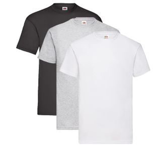 Fruit Of The Loom Valueweight T-Shirt Diverse Farbsets S M L XL XXL 3XL 4XL 5XL (3XL, 1x Schwarz + 1x Grau + 1x Weiss + 1HL Kauf Notizblock)