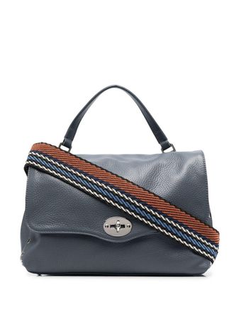 Zanellato sac cabas clouté en cuir grainé - Bleu