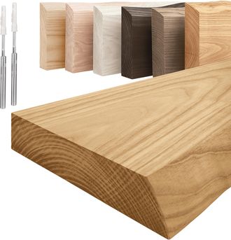 Lamofootwear Manufaktur Wandregal Holz Baumkante | Regal Farbe: Rustikal | Invisible: Schweberegal | 100 cm