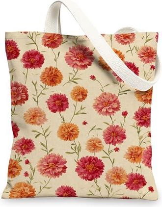 Generic Sacs fourre-tout en toile florale, sacs à provisions réutilisables, chic vintage léger lavable bandoulière C, coloré, 13x15 Inch