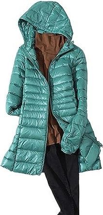 Generic Vestes pour femmes 2026 - Couleur unie - Veste mi-longue &agrave; capuche avec cordon de serrage - Coupe ajust&eacute;e - V&ecirc;tements dext&eacute;rieur portables, bleu, XXL