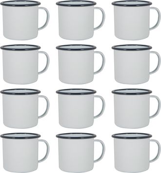 Argon Tableware Wei&szlig;e Emaille -Tassen - 375ml - Marine - Pack Von 12