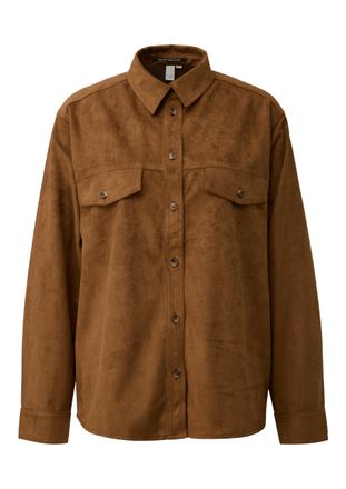 QS by s.Oliver Damen 2168679 Hemdbluse in Wildleder Optik, 0009, 36