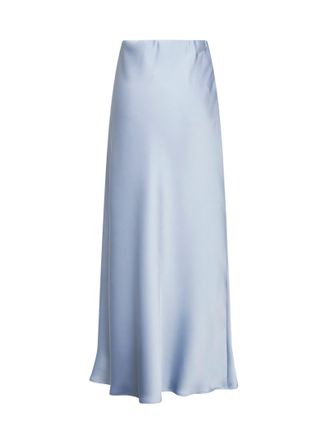 Blanca Vita Womens Powder Blue Satin Long Bias Skirt Light Polyester