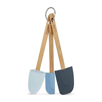 Culinare Naturals 3 St&uuml;ck Spatel Set, Silikon mit Griff aus nat&uuml;rlichem Bambus, 30cm, K&uuml;chenutensilien zum Backen, Hitzebest&auml;ndiger Antihaft, C70018