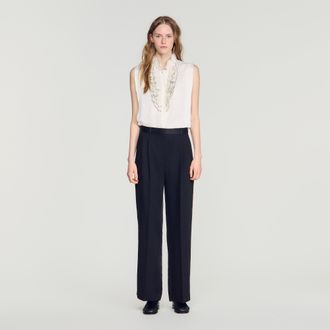 Sandro Pantalon bi-mati&egrave;res satin&eacute;