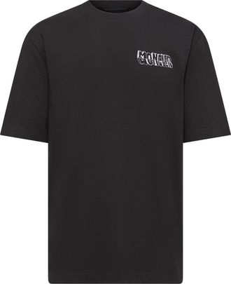 Moncler Moncler Sketch Embroidered Logo Cotton T-shirt, Men, Black, Size: Xxl