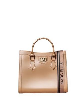 Marc Ellis Marc Ellis New York Sac à main pour femme Rubber 100% Rubber 27x22,5x10,5 cm, Cuir et or clair, Taille unique