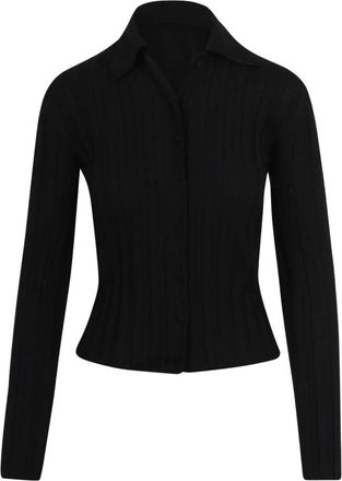 Plan C Plan C, Femme, Blouses et Chemises, Noir, Taille: 40 FR Gilet en m&eacute;rinos c&ocirc;tel&eacute;