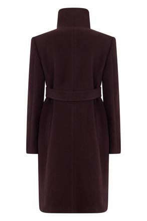 Pinko Womens Belted Wool Coat Dark Bordeaux