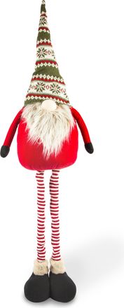 Excelsa Weihnachtswichtel, rot und gr&uuml;n, mit ausziehbaren Beinen, Hut mit nordischen Mustern, H&ouml;he verstellbar 50-130 cm